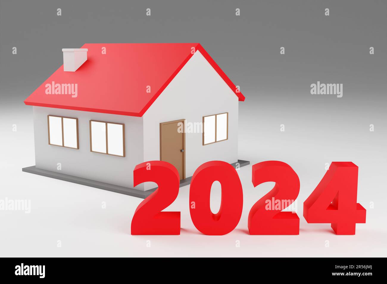 Soft red Christmas mood sign 2024 On The grey Background. Empty Space ...