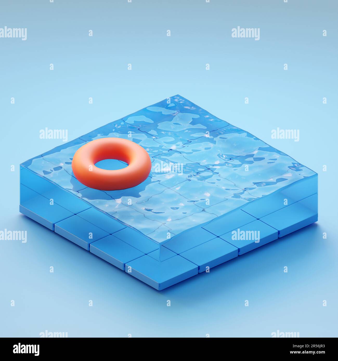 A Swimming pool. 3D rendered Illustration. Square piece of water Simple ...