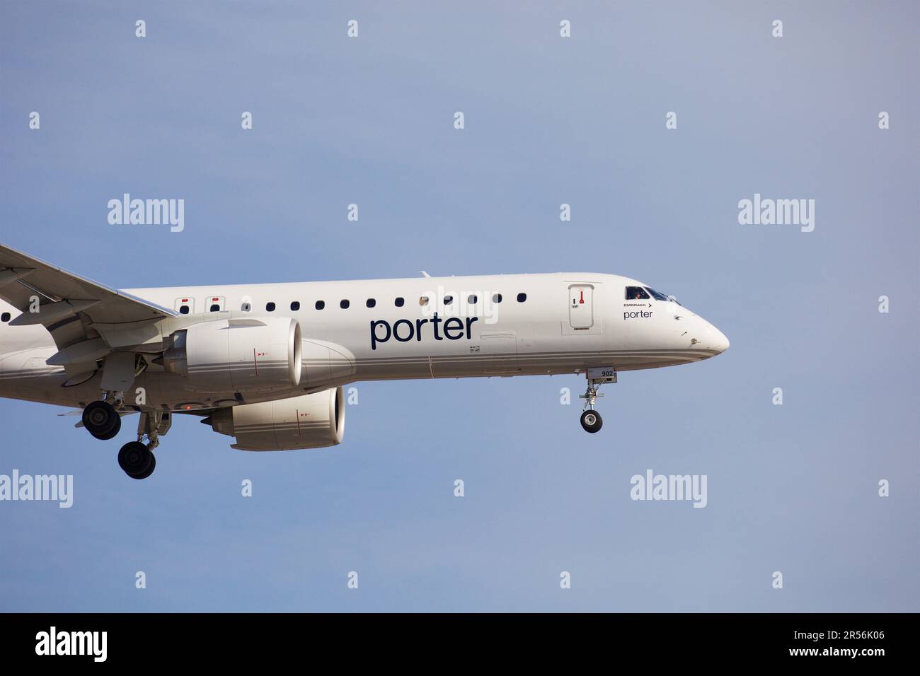 Porter Airlines Embraer Landing at Pearson Airport Runway 24L Stock ...