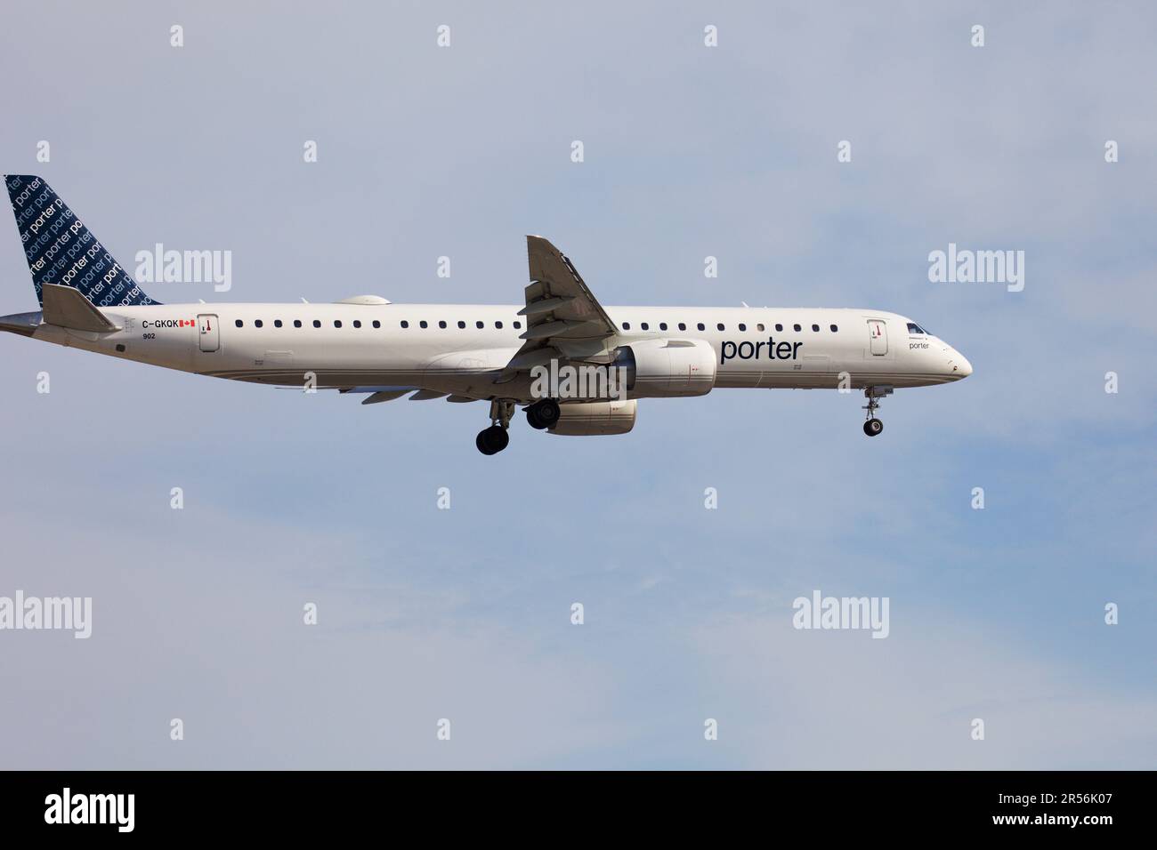 Porter Airlines Embraer Landing at Pearson Airport Runway 24L Stock ...