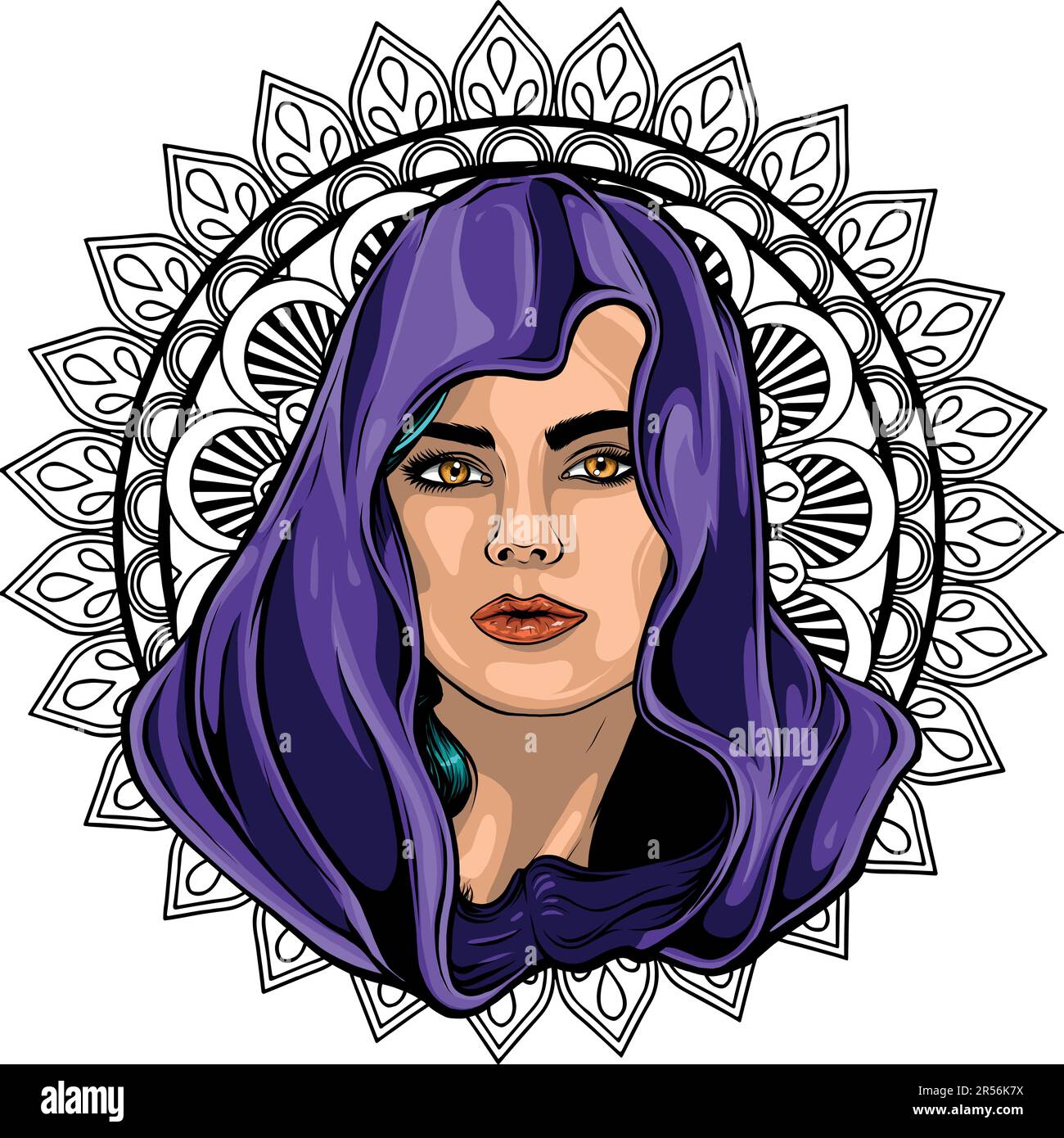 Mysterious woman elf in the hood. Vector hand drawn illustration Stock ...