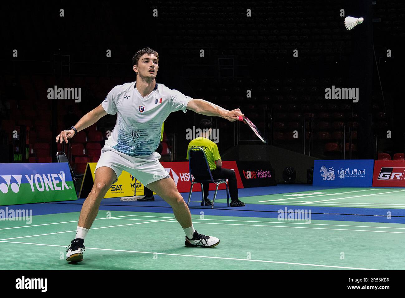 Christo Popov of France plays against Leong Jun Hao of Malaysia during ...