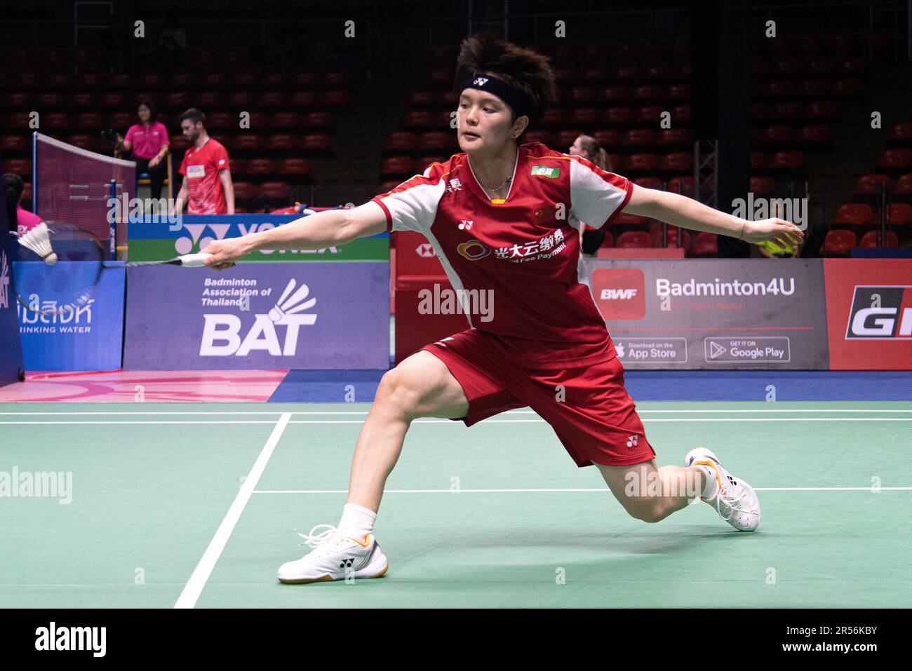 Wang Zhi Yi of China plays against Michelle Li of Canada during the Badminton Women's single in ...