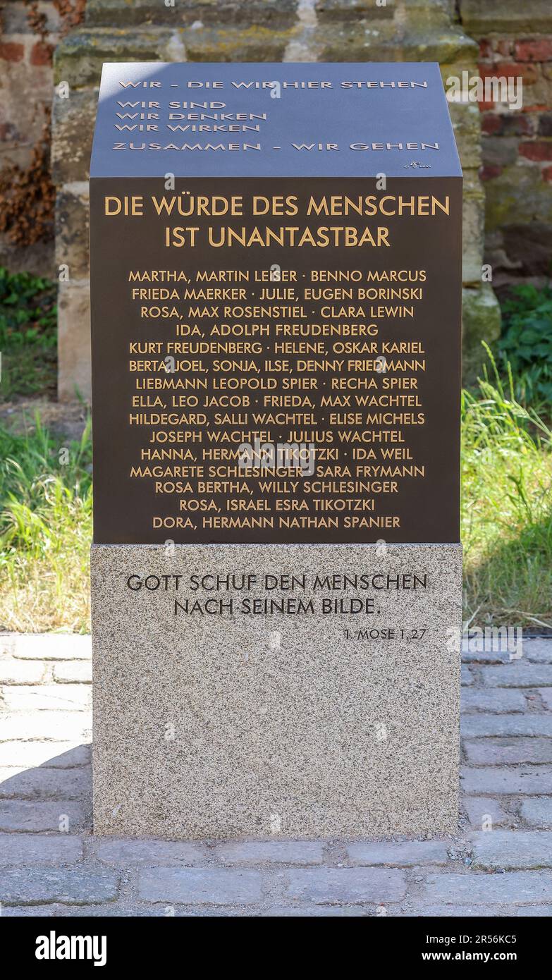 Zerbst, Germany. 01st June, 2023. A counter-memorial to a medieval anti ...