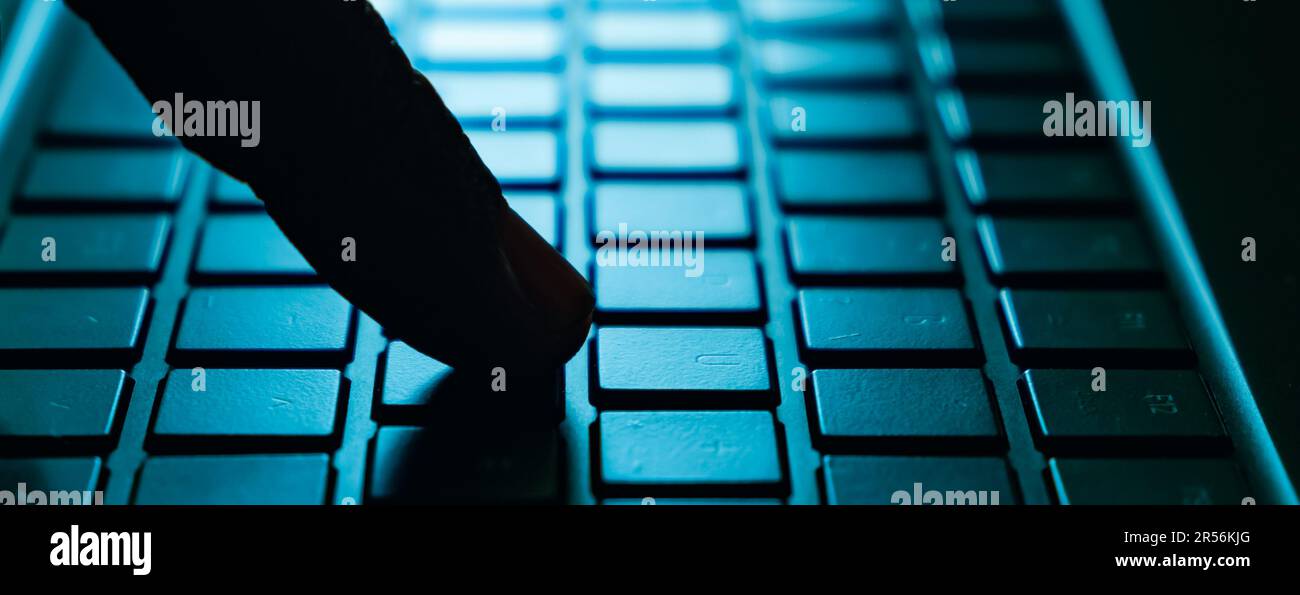 Hands on laptop keyboard silhouette hi-res stock photography and images ...