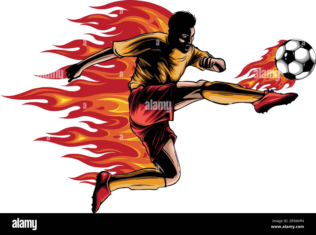 vector illustration of soccer player with flames Stock Vector Image ...