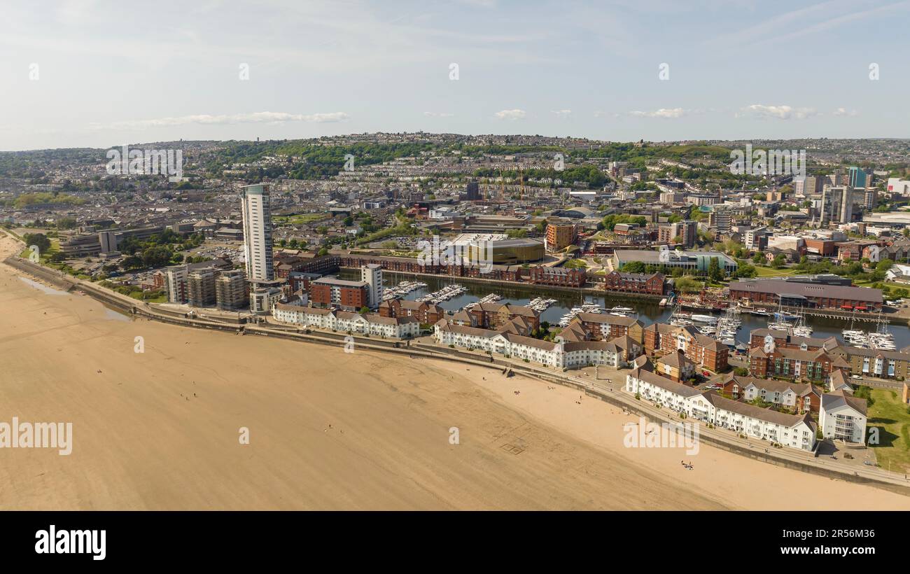 Editorial Swansea, UK - May 21, 2023: Drone view of Swansea City ...