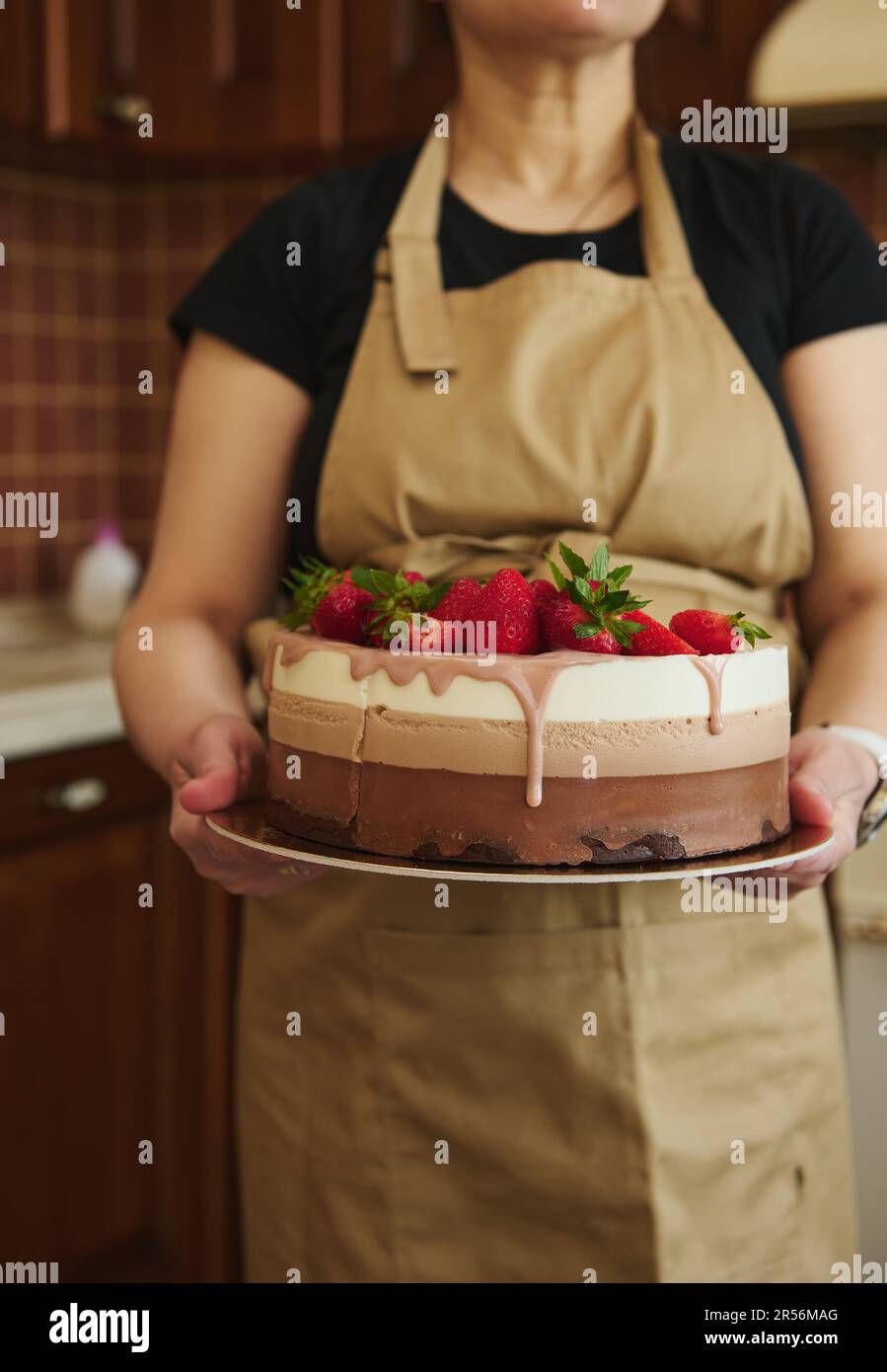 Details: Triple chocolate sweet layered mousse dessert decorated with ...