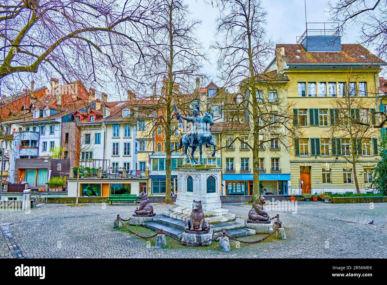 The Erlach-Denkmal the equestrian statue of Rudolf von Erlach in small ...