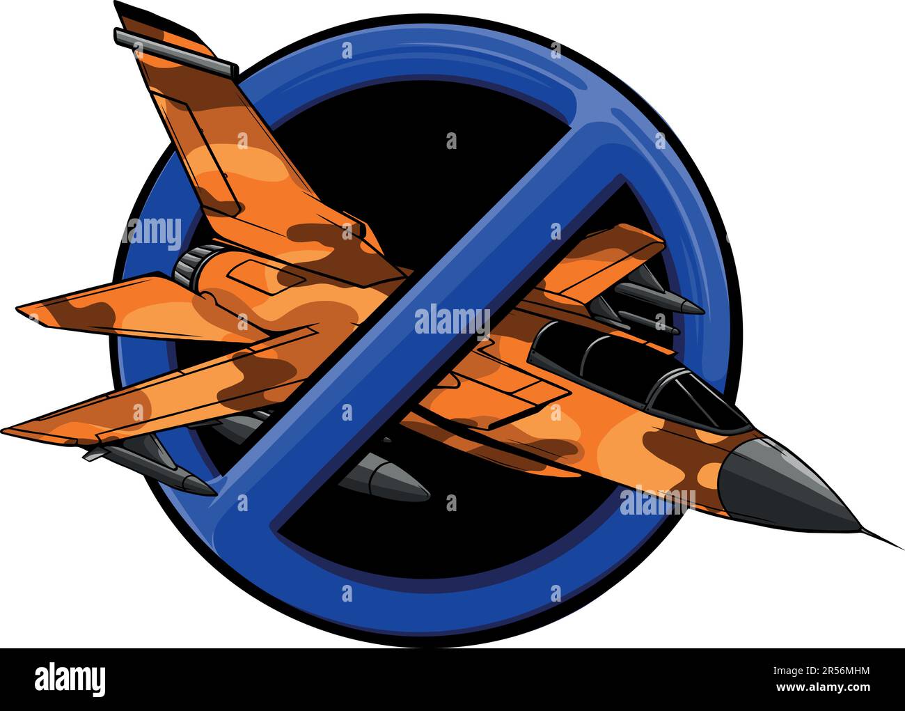 A ban on the use of jet fighters. Vector image isolated on a white ...