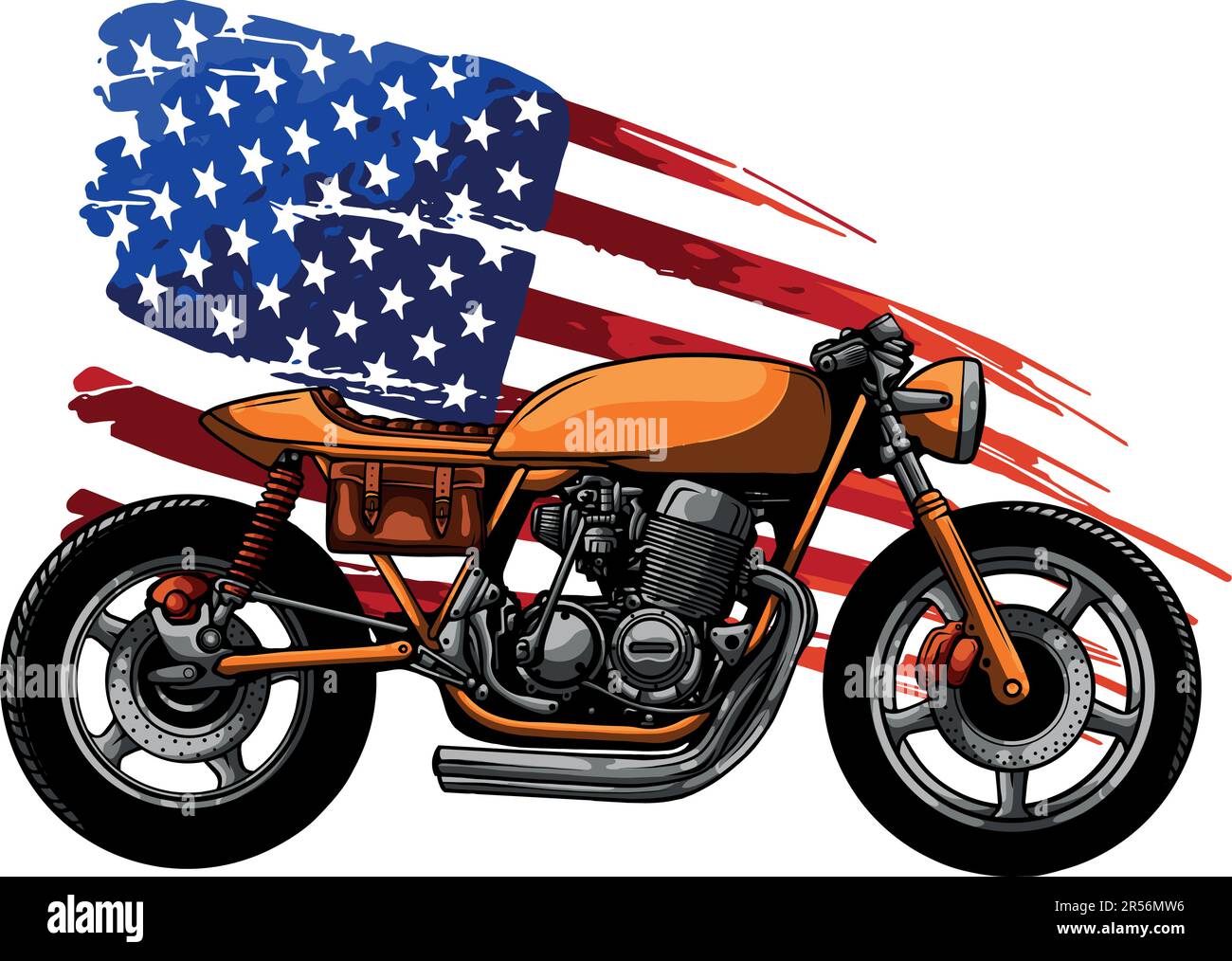 custom bike Cafe racer motor bike with american flag Stock Vector Image ...