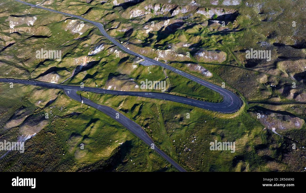 An aerial drone view of the A4069 known as the Black Mountain Pass in ...