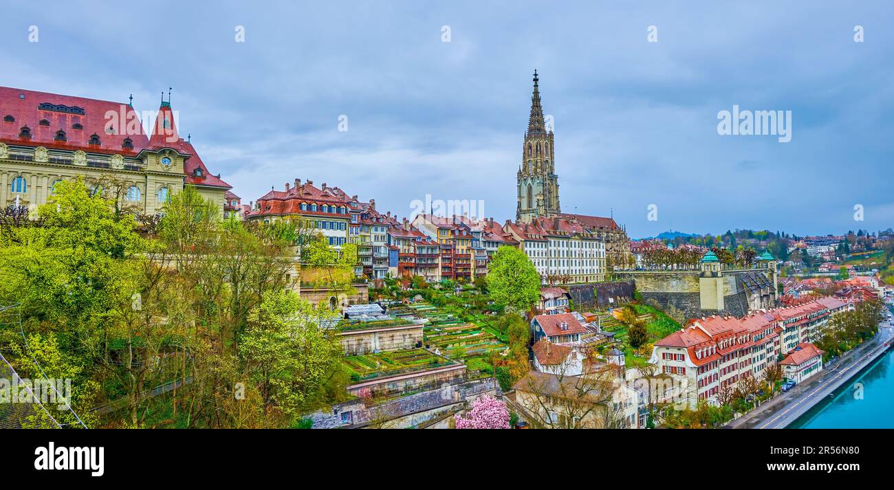 Altstadt district with medieval buildings and Cathedral's bell tower on ...