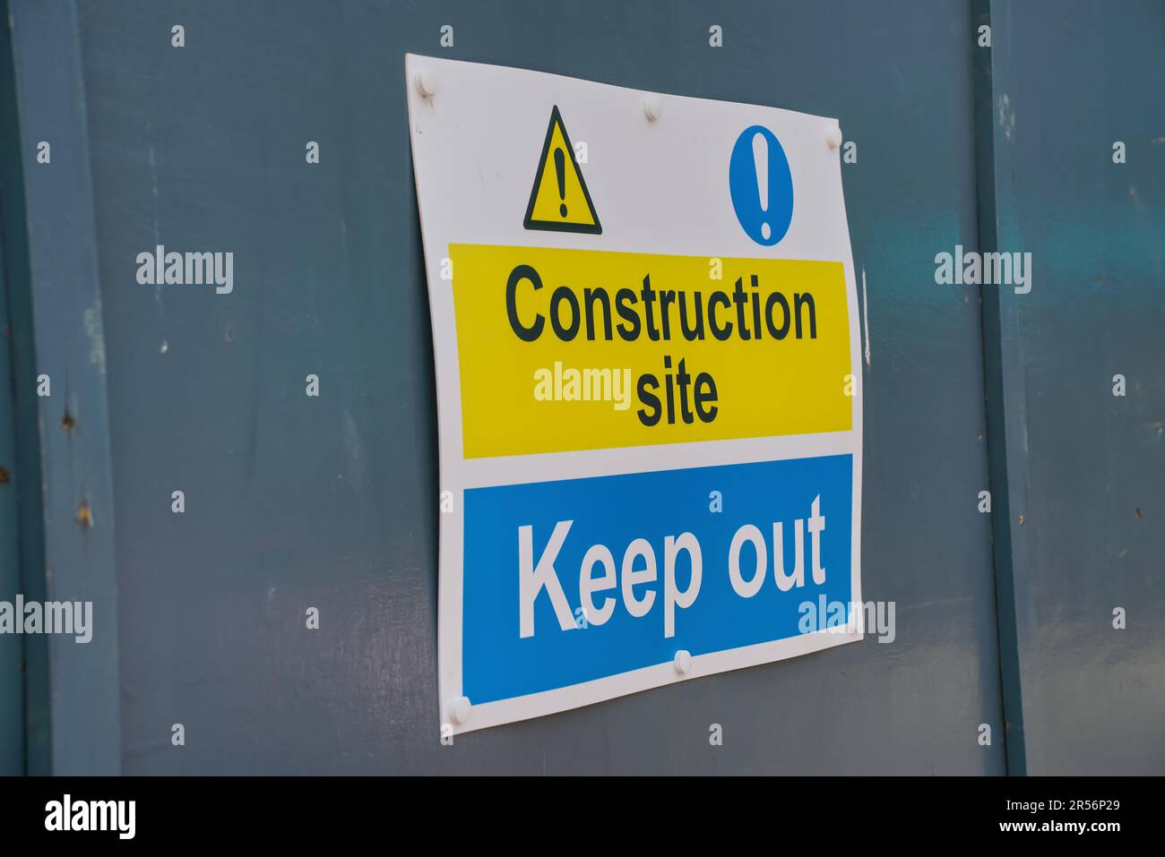 Construction site, Keep Out warning sign, closeup detail Stock Photo ...