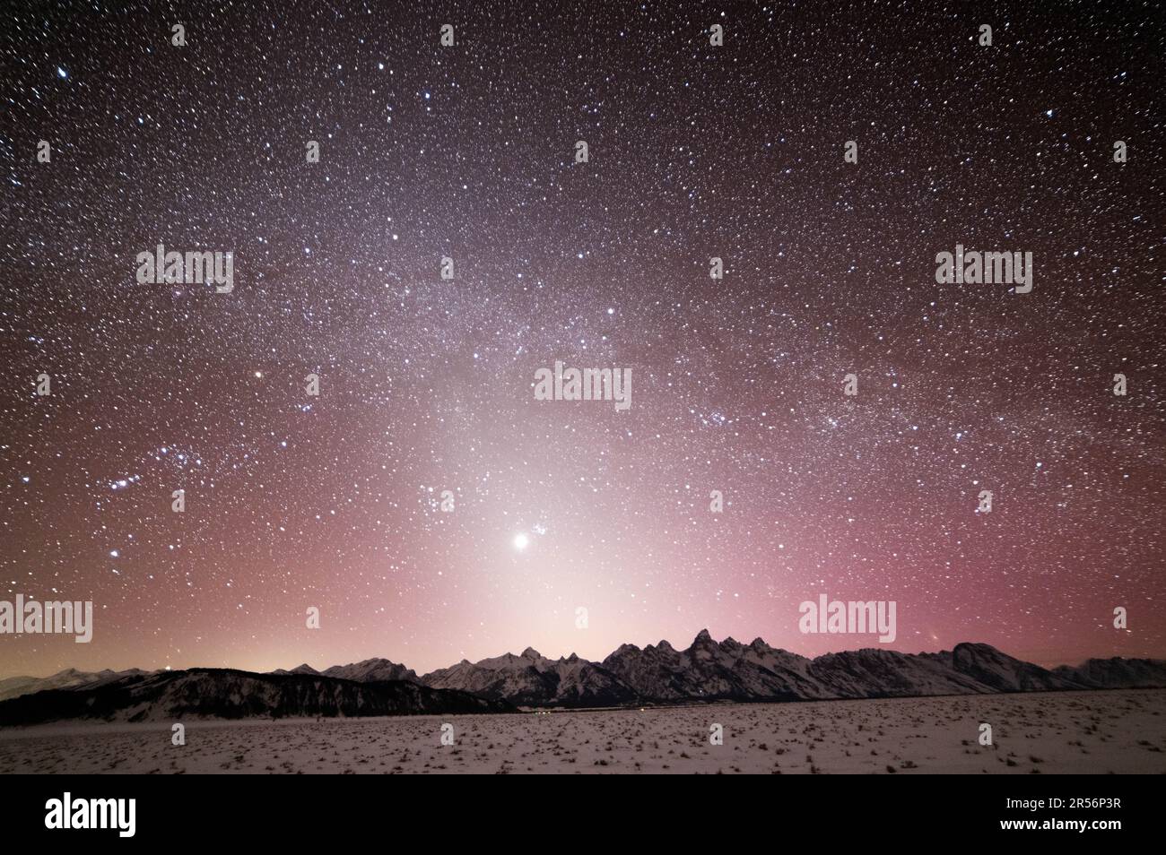 Venus shining brightly in zodiacal light with the rest of the night sky ...