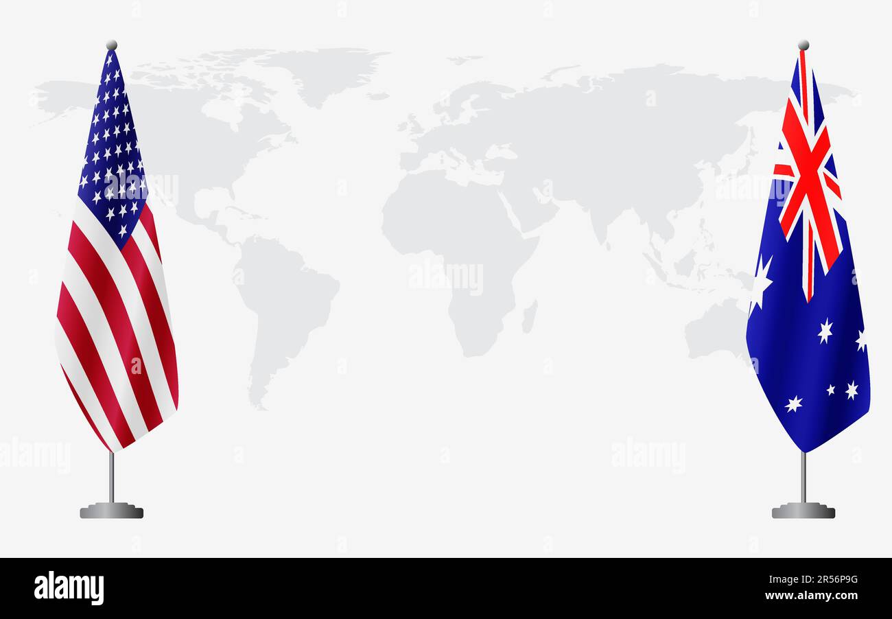 United States and Australia flags for official meeting against ...
