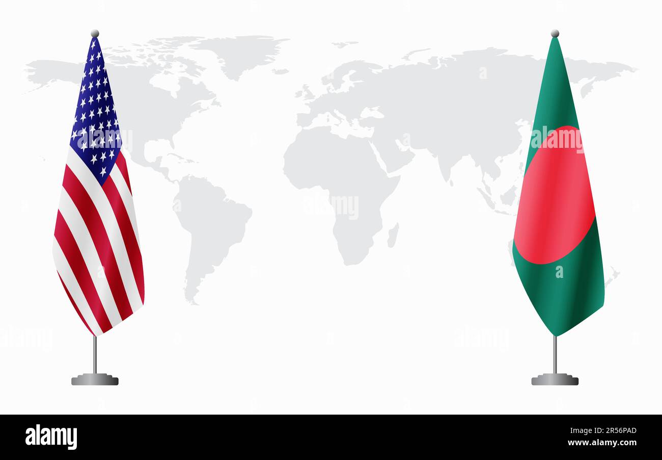 United States and Bangladesh flags for official meeting against ...