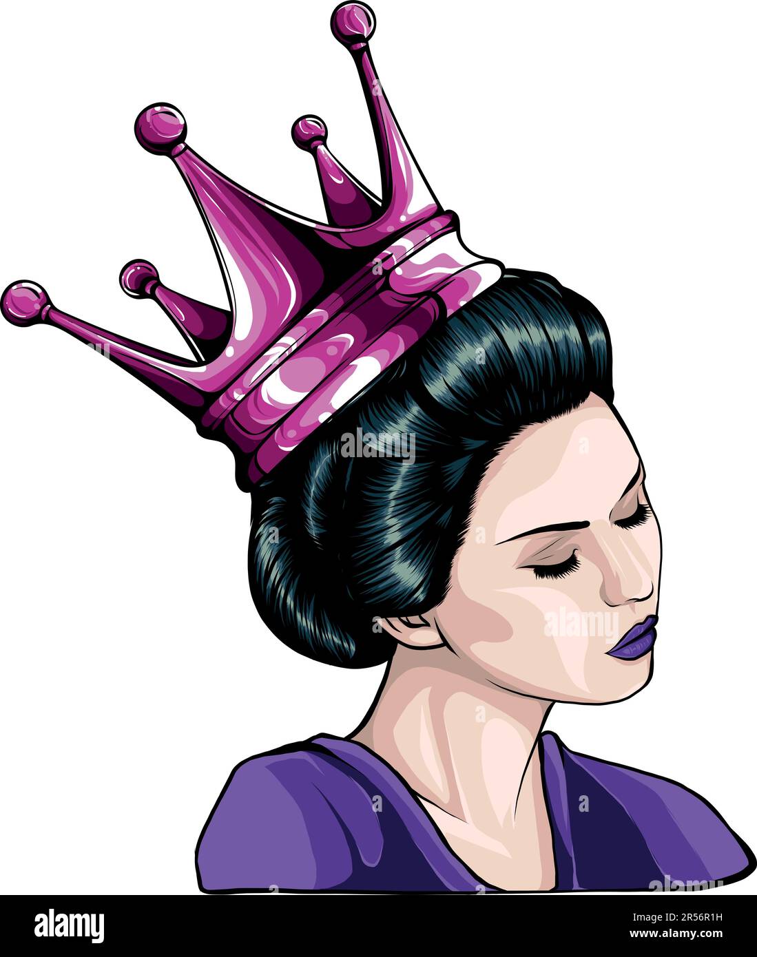 vector illustration of oriental woman with crown Stock Vector Image ...
