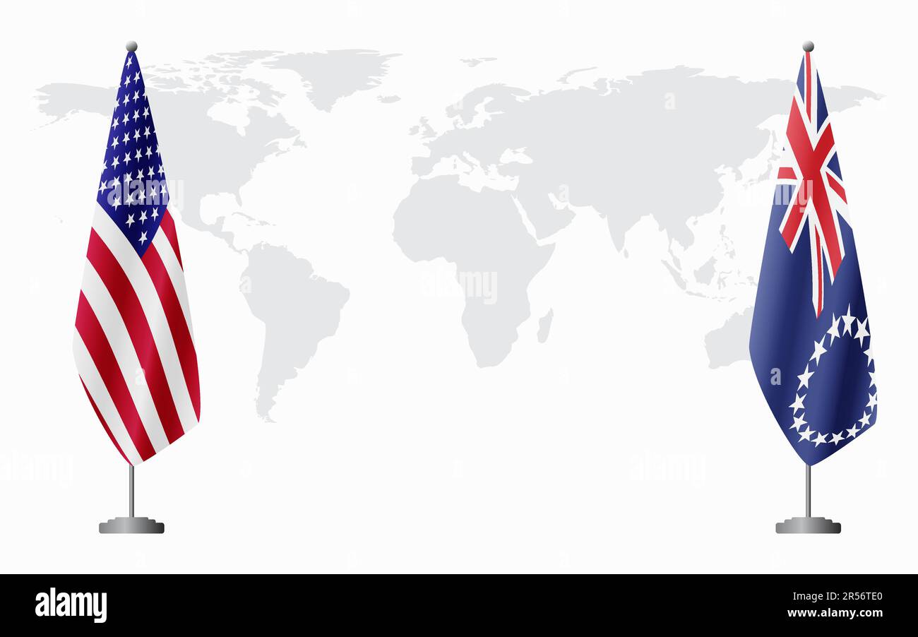 United States and Cook Islands flags for official meeting against ...