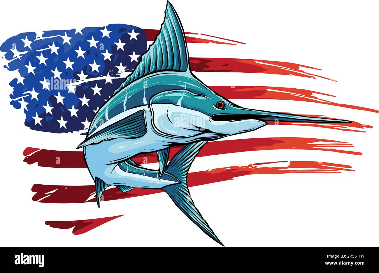 illustration of Marlin fish with american flag Stock Vector Image & Art ...