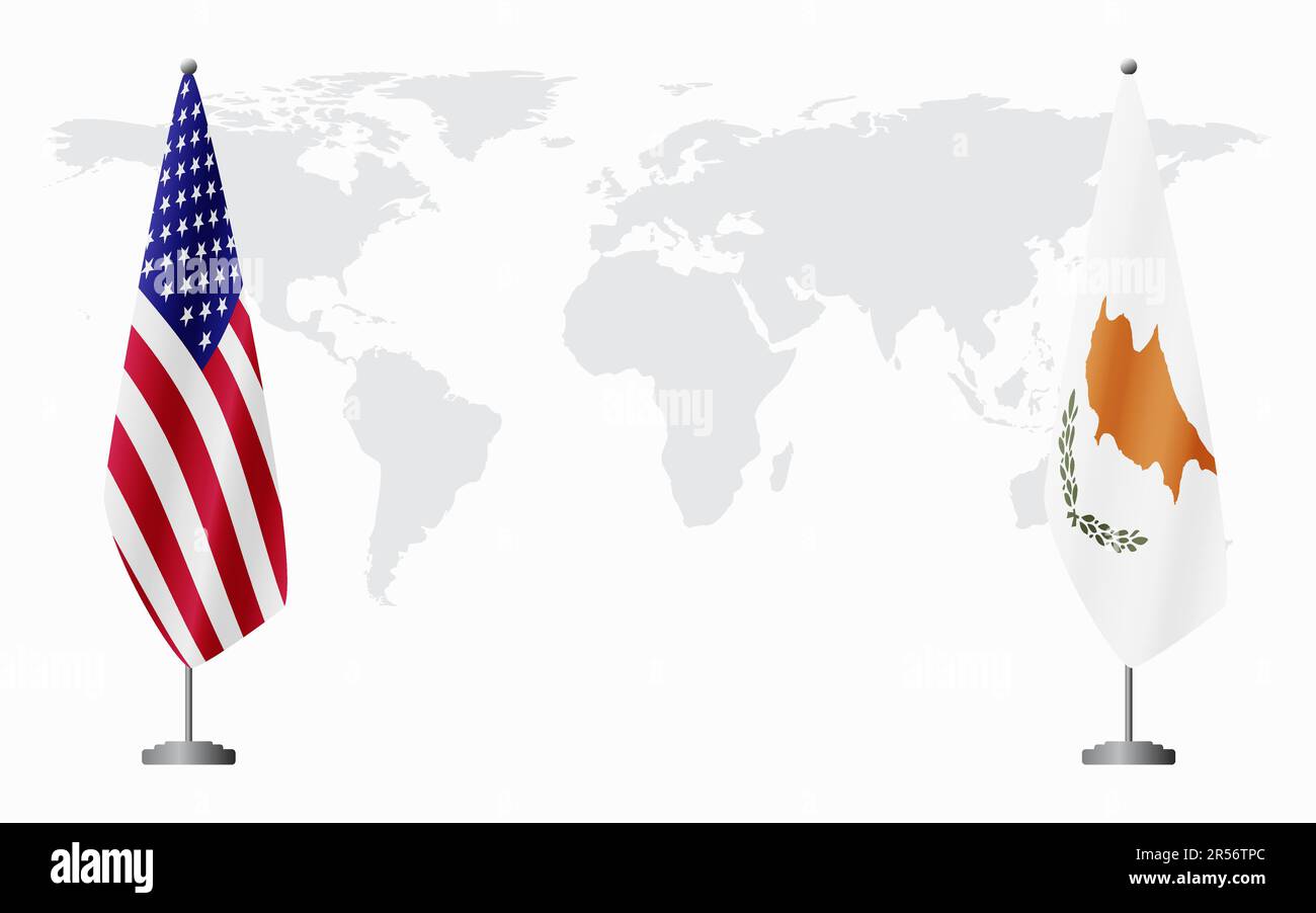United States and Republic of Cyprus flags for official meeting against ...