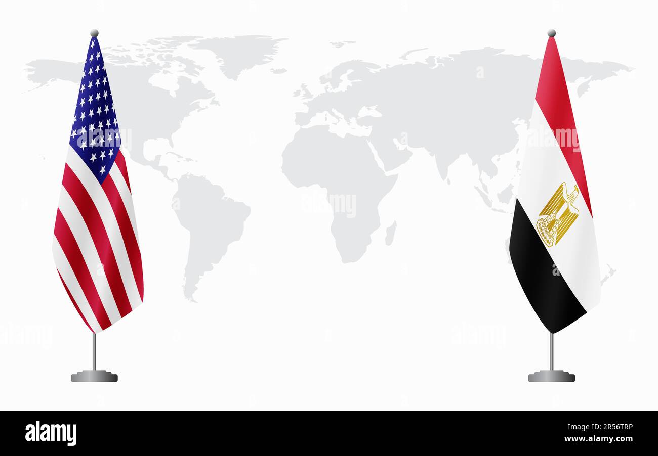 United States and Egypt flags for official meeting against background ...