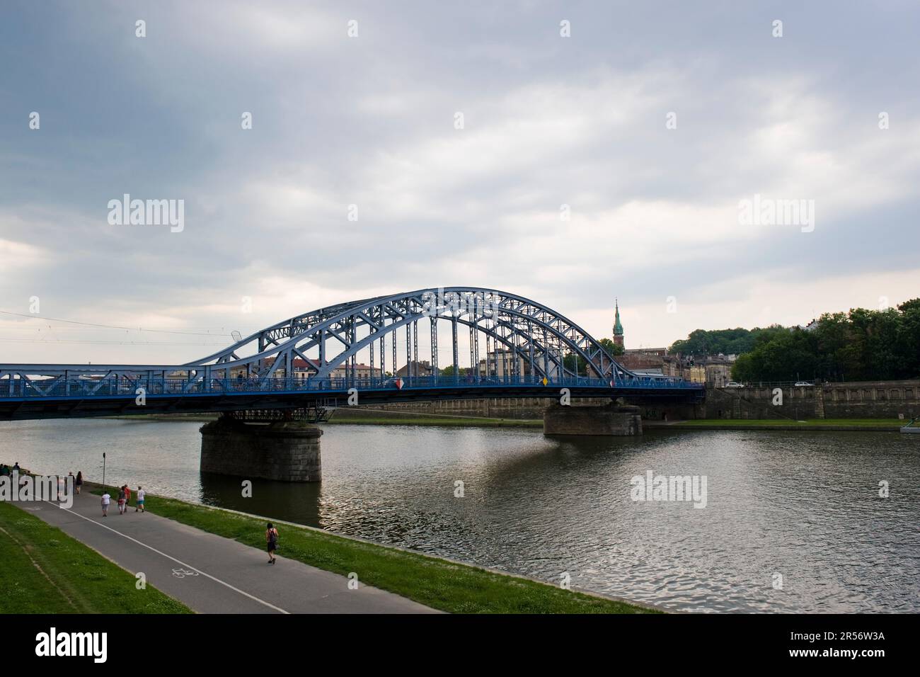 Poland. Krakow. Pitsudskiego bridge. Wista Vistula river Stock Photo ...
