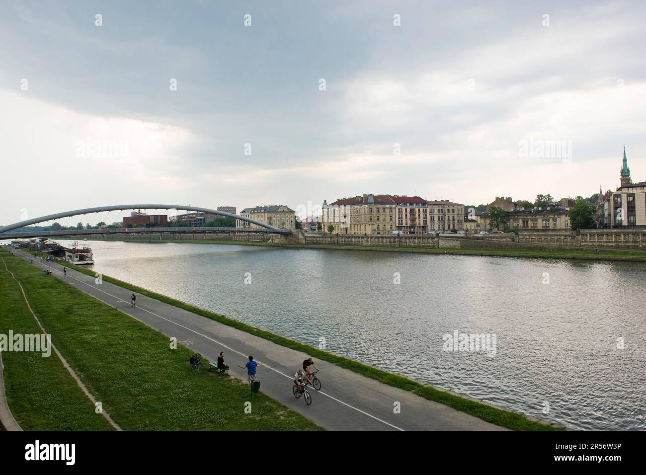 Poland. Krakow. Pitsudskiego bridge. Wista Vistula river Stock Photo ...