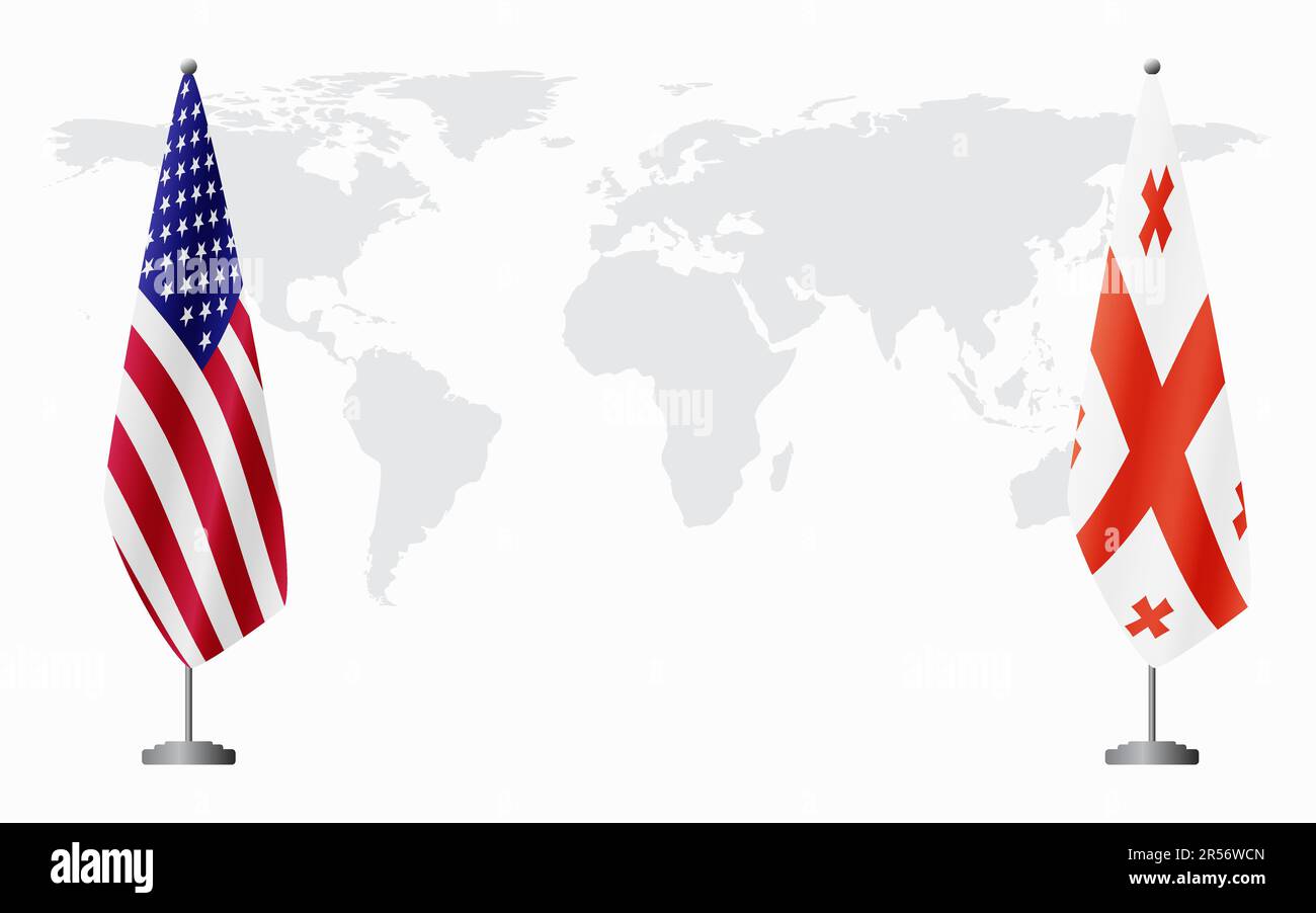 United States and Georgia flags for official meeting against background ...
