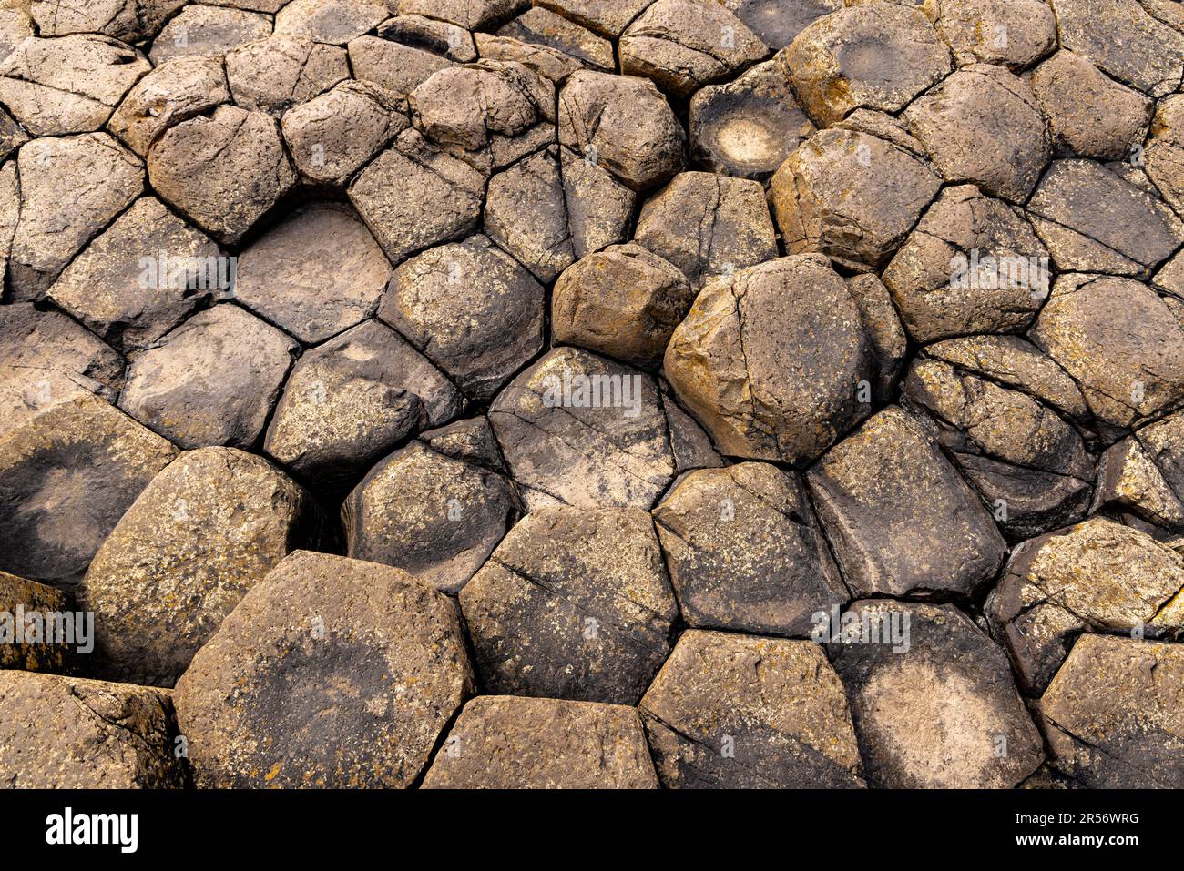 Interlocking basalt formations at the Giant's Causeway, Bushmills ...