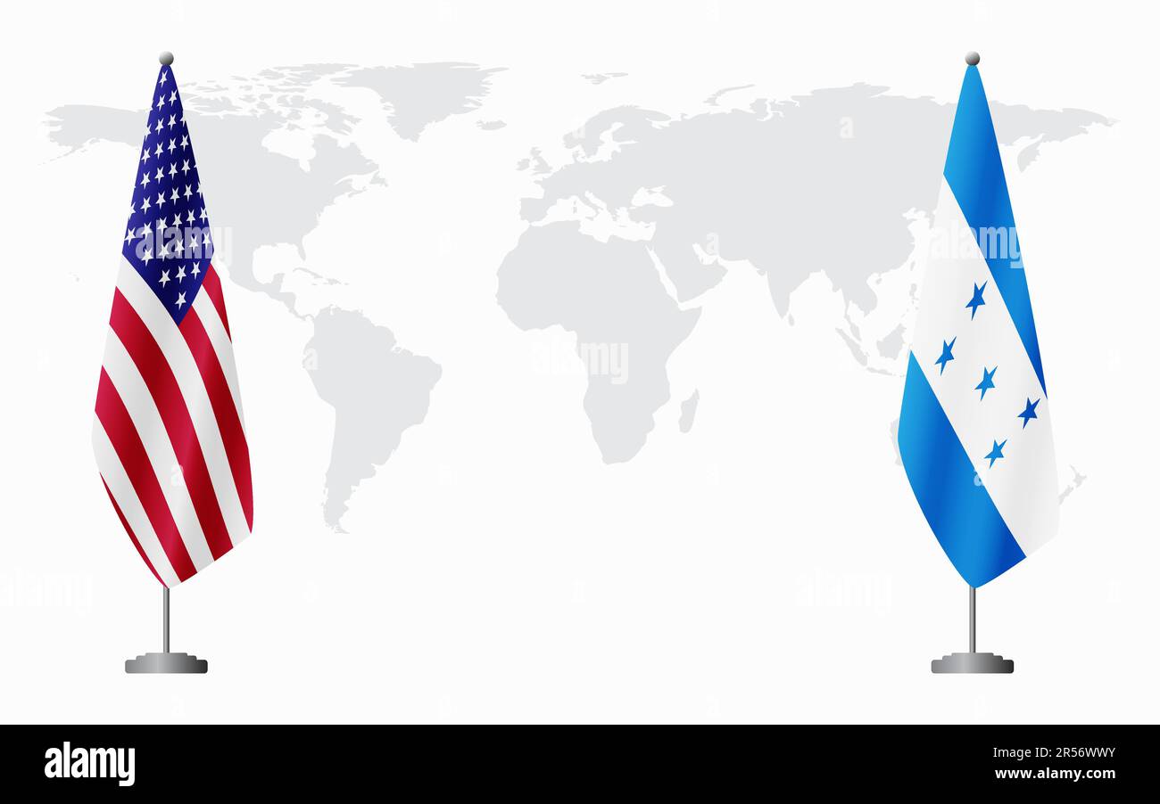 United States and Honduras flags for official meeting against ...