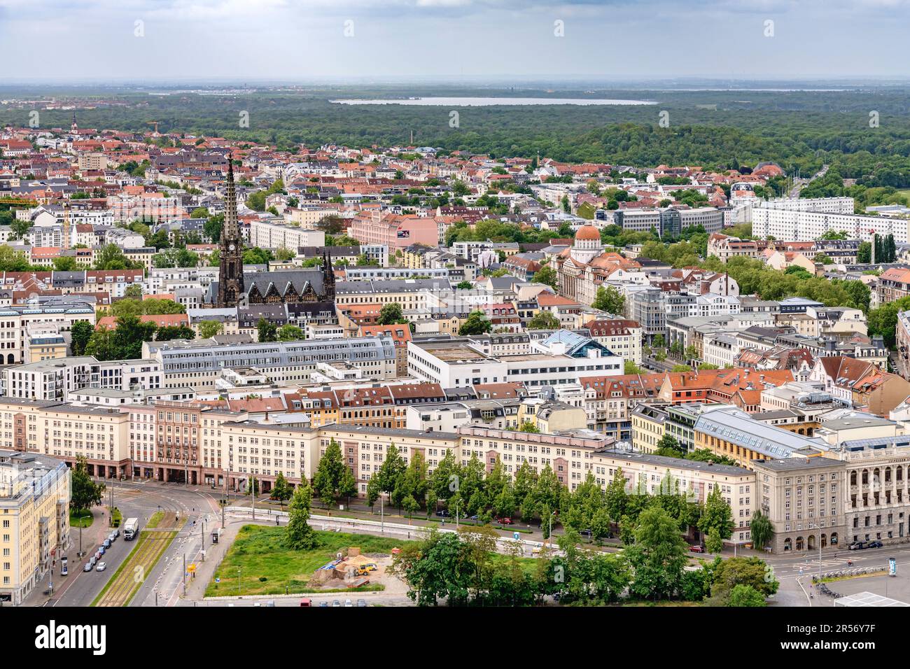 Aerial views from Leipzig's Panorama Tower. The city was badly bombed ...