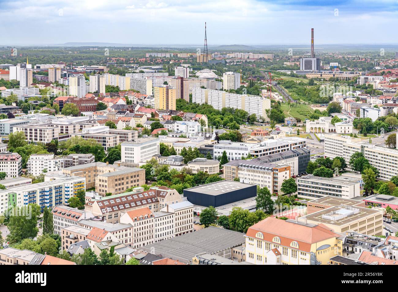 Aerial views from Leipzig's Panorama Tower. The city was badly bombed ...