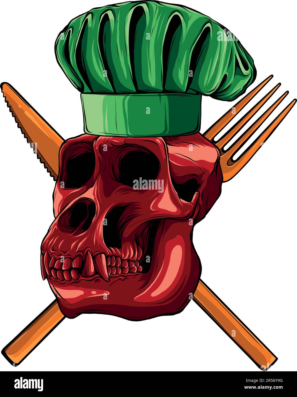 skull Monkey Chef Restaurant Kitchen Cartoon Mascot Stock Vector Image ...