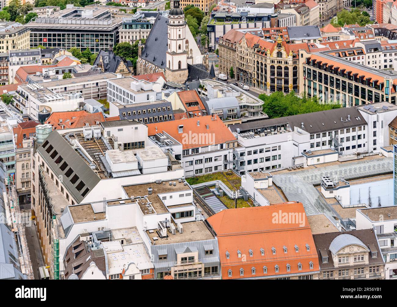 Aerial views from Leipzig's Panorama Tower. The city was badly bombed ...