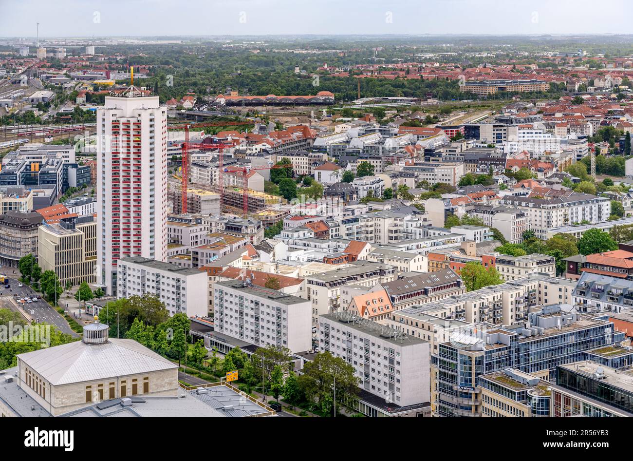 Aerial views from Leipzig's Panorama Tower. The city was badly bombed ...