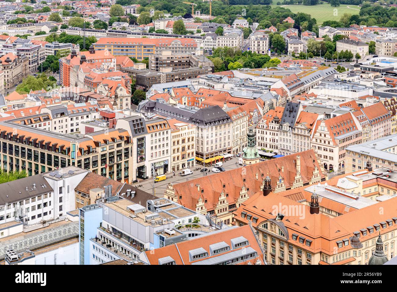 Aerial views from Leipzig's Panorama Tower. The city was badly bombed ...