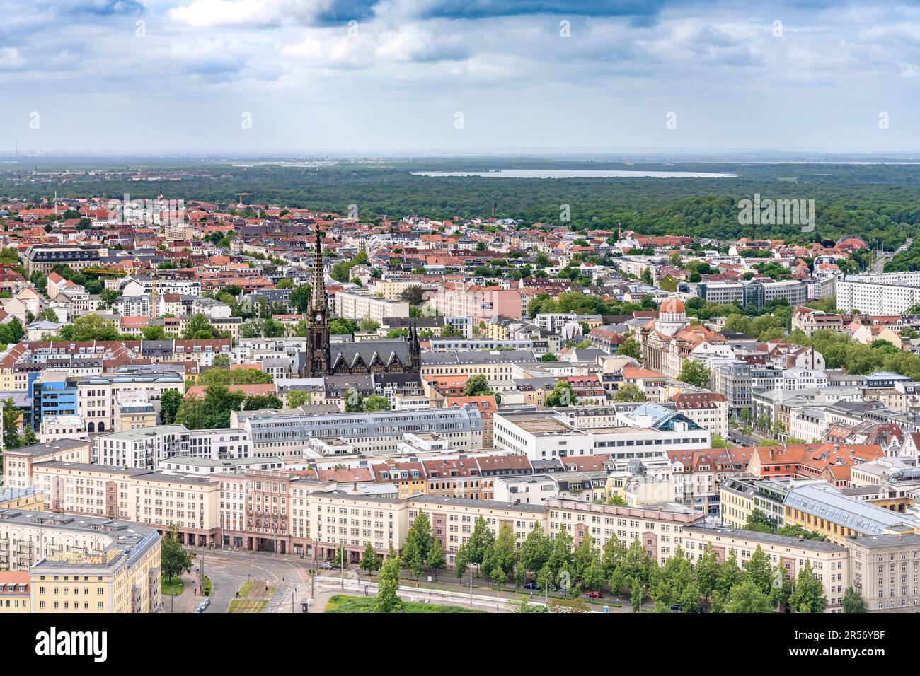 Aerial views from Leipzig's Panorama Tower. The city was badly bombed ...