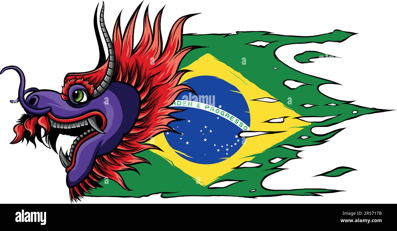 dragon head with brazil flag isolated on white background Stock Vector ...