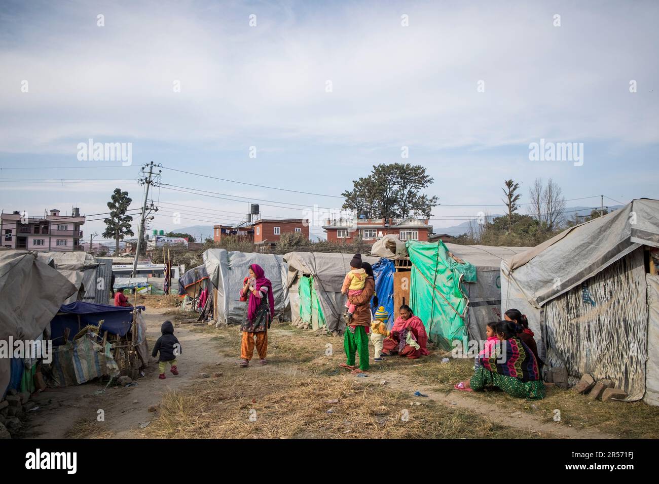Earthquake. Refugee Camp. Nepal Stock Photo - Alamy