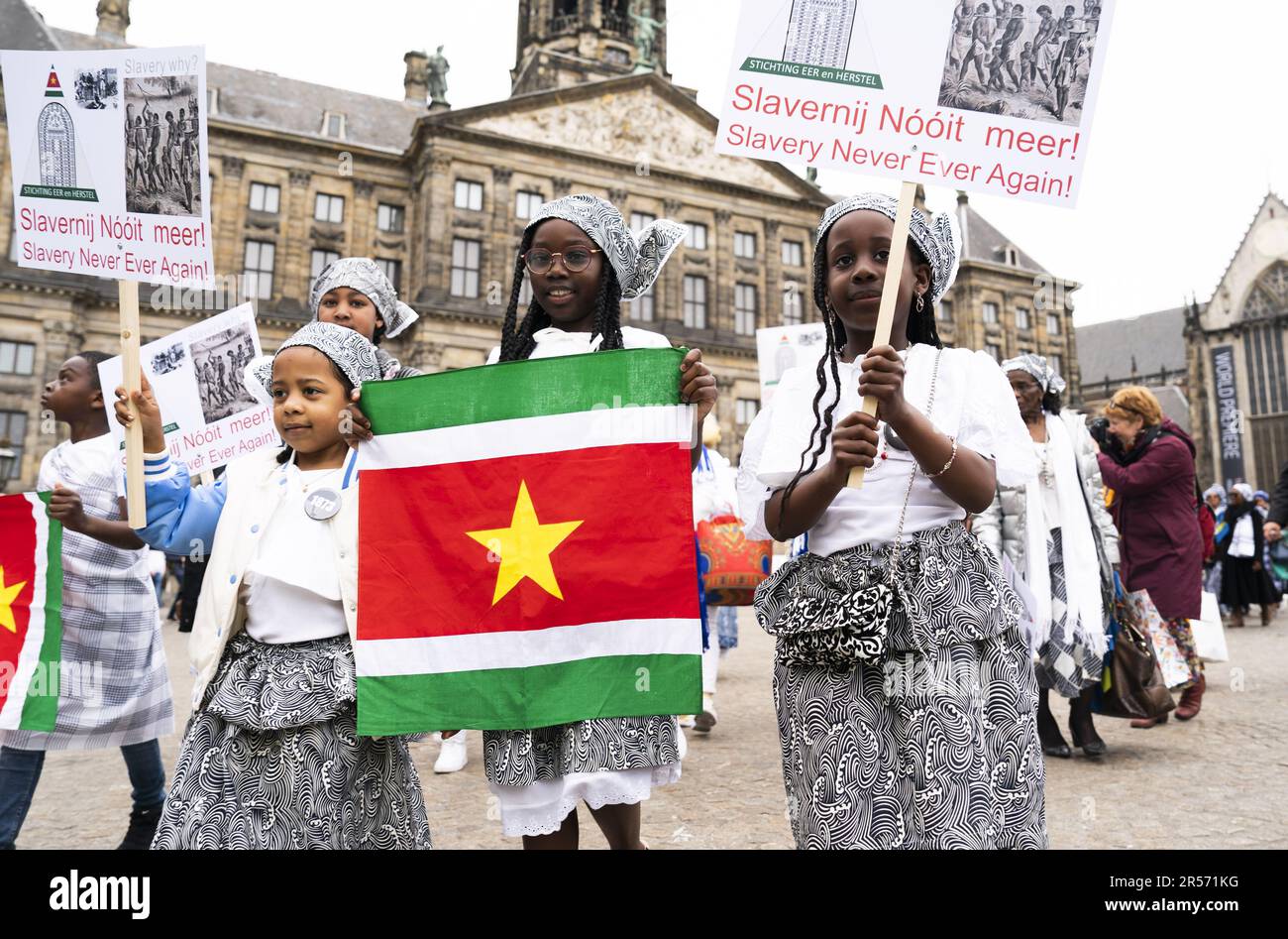AMSTERDAM - Participants in the memorial tour Memre Waka. This memorial ...