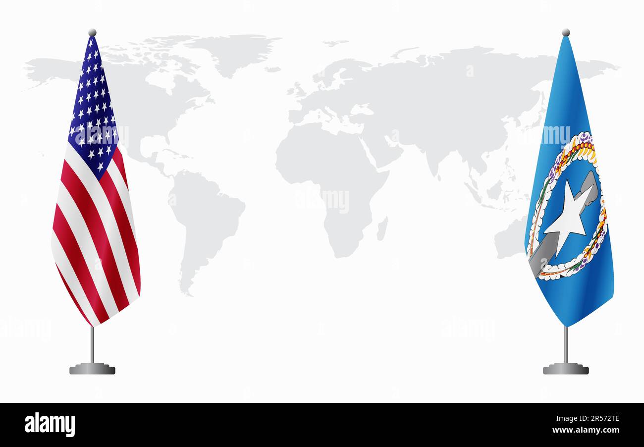 United States and Northern Mariana Islands flags for official meeting ...