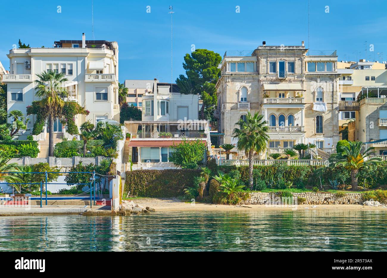 Taranto, Italy, the city center palaces and houses seen fom the sea ...