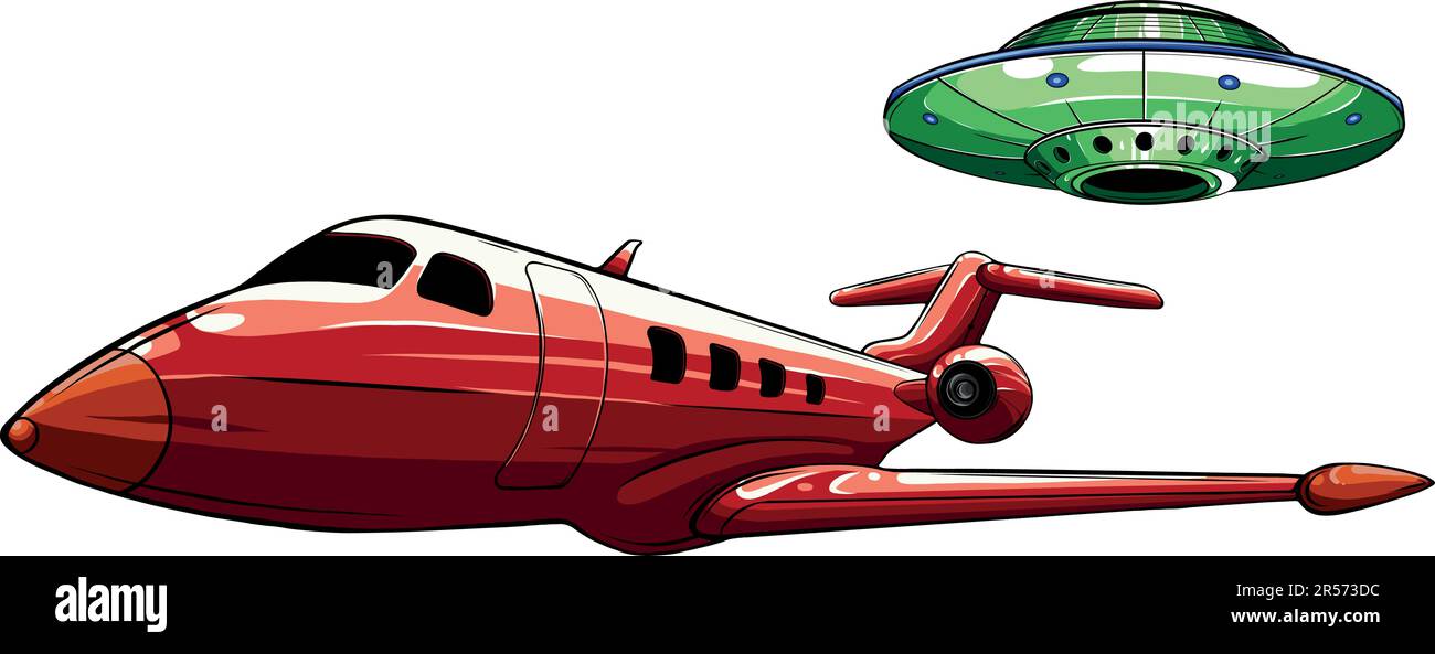 ufo hunting airplane cartoon on white background Stock Vector Image ...