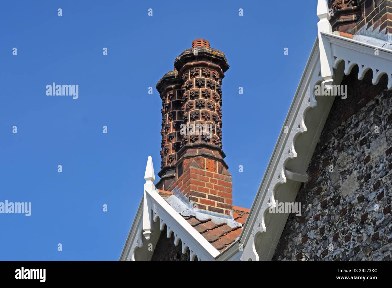 ornate old chimney stack Norwich, Norfolk, UK August Stock Photo - Alamy