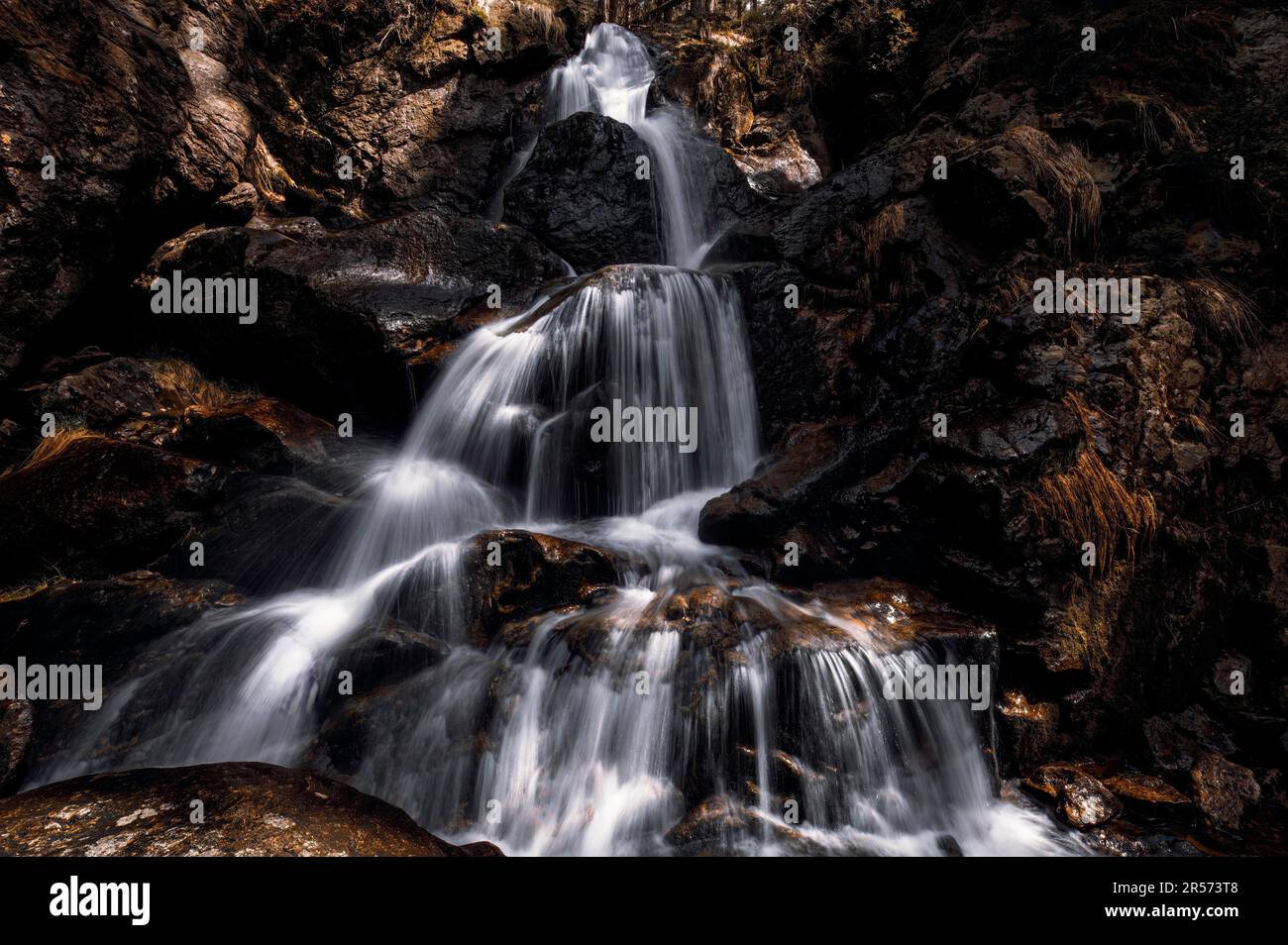 Spring waterfall in the Bavarian Forest with stones Stock Photo - Alamy