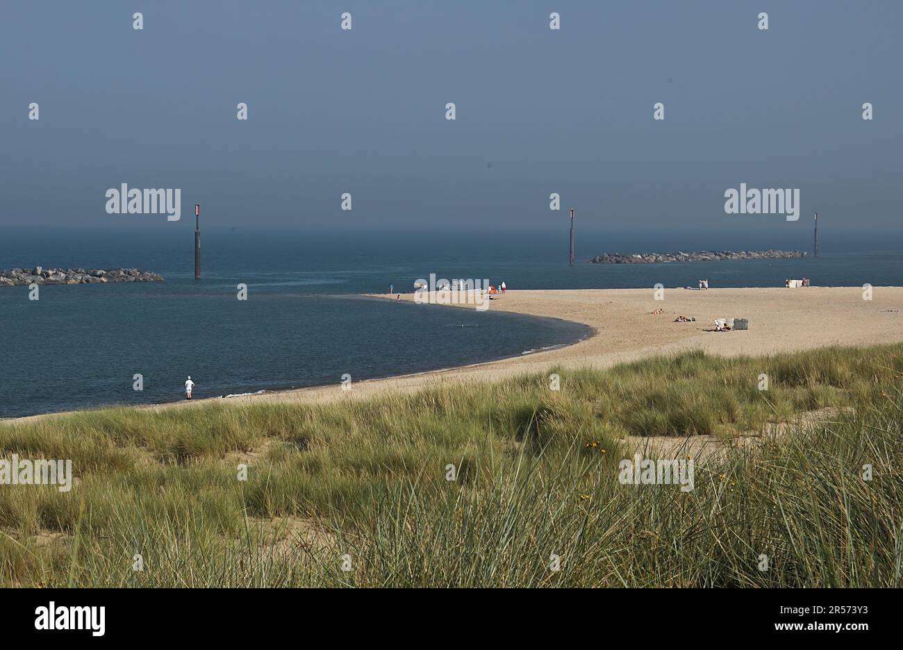 view along beach from the sand dunes on a sunny day Eccles-on-Sea ...