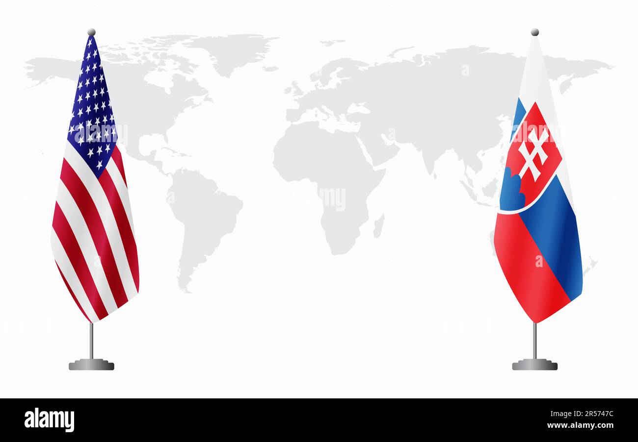 United States and Slovakia flags for official meeting against ...