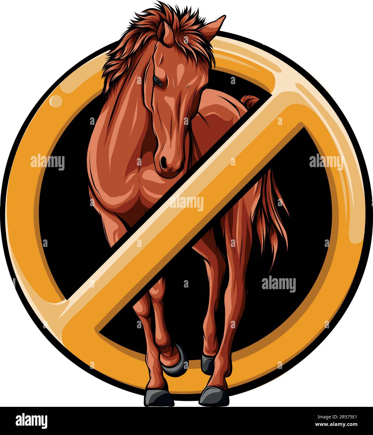 vector illustration of No horses sign on white background Stock Vector ...