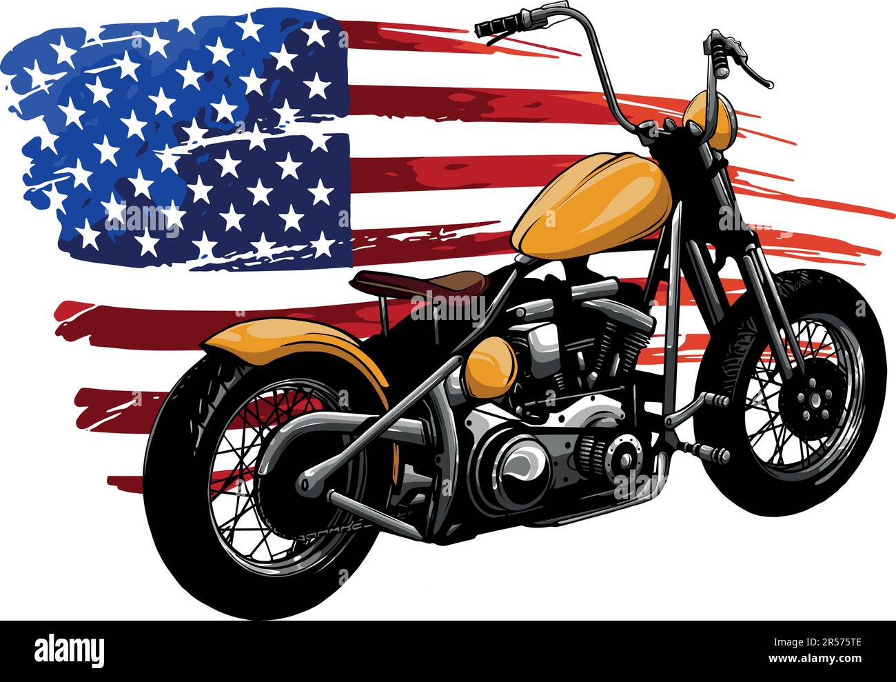 vector illustration of chopper motorcycle with american flag Stock ...